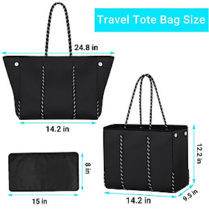 IBFUN Neoprene Tote Bag Large Beach Bag for Women Pool Gym Tote Bag Travel Tote Bag