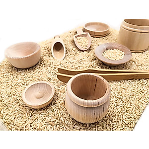 SimplytoPlay Sensory Bin Tools, Montessori Toys for Toddlers, Waldorf Toys, Wooden Scoops and Tongs for Transfer Work and Fine Motor Learning