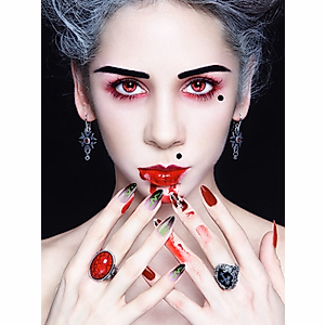 144PCS Halloween False Nails, Lorvain Halloween Artificial Nails Acrylic Full Cover Nails Fake Fingernails Press on Nails with 6PCS Nail Glue for Women Girls DIY Nail Art Salon Home (Almond)