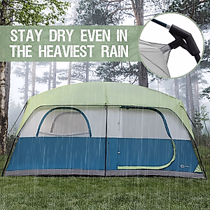 PORTAL 10 Person Cabin Tent,Family Camping Tent Easy Setup, Windproof/2-Room/Large Mesh Windows Tents with Carry Bag, Family Tent for Camping/Hiking,Blue/Green