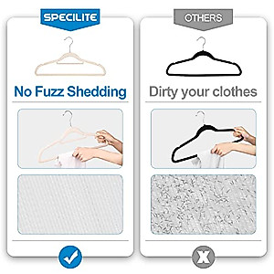 Specilite Velvet Hangers 30 Pack, Ivory Clothes Hangers Non Slip and No Shedding with 360° Swivel Hook, Ultra Thin and Space Saving Felt Hangers by Sturdy ABS Plastic, for Suits, Shirts, Coats