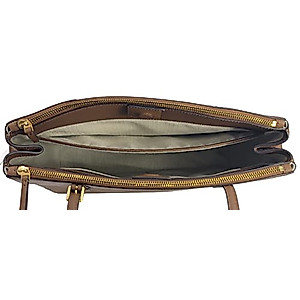 Tory Burch 134837 Emerson Moose Tan With Gold Hardware Women's Large Double Zip Tote Bag