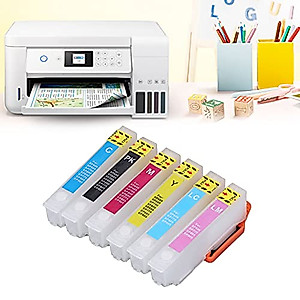FTVOGUE 6Pcs Ink Cartridge PP Reusable 6Colors Printer Refill Ink Cartridge Replacement (ICBK70/ICC70/ICM70/ICY70/ICLC70/ICLM70)