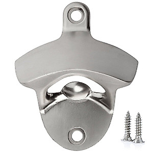 Alued 10 PCS Wall Mount Bar Beer Coke Bottle Wine Soda Cap Opener Brushed Chrome Silver