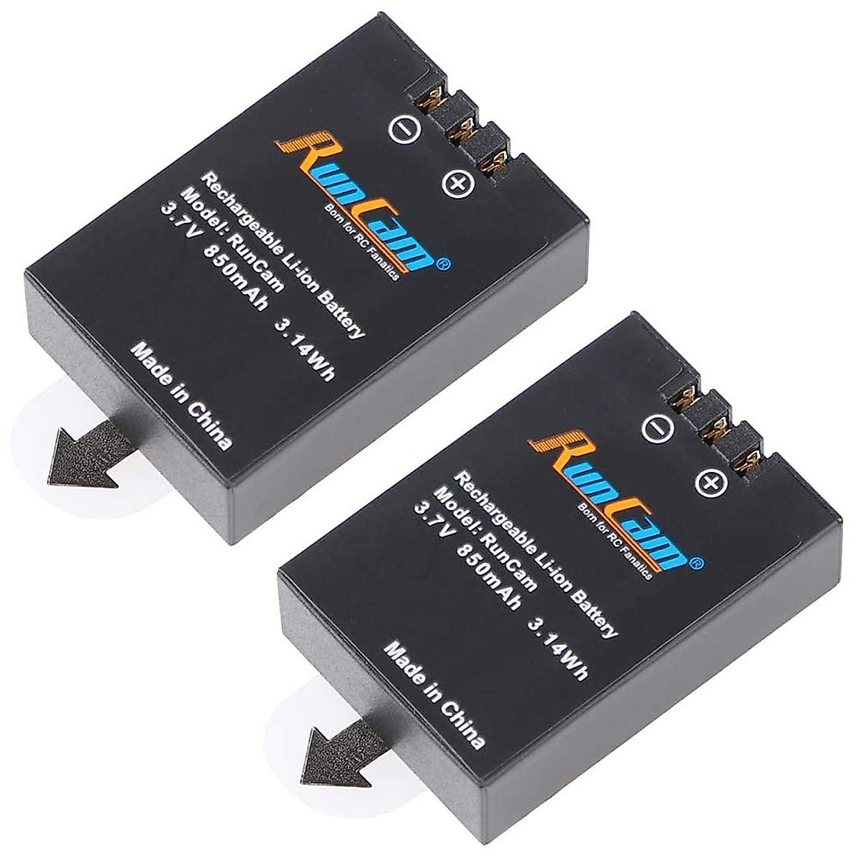 RunCam 850mAh 3.7V Removable Camera Battery 6 2 2 4K/Scope Cam Lite/Scope Cam4K, Rechargeable Li-Ion Battery (2PCS Batteries)