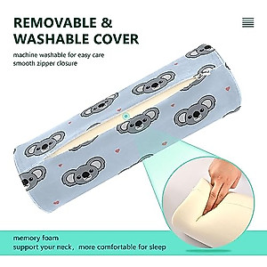 Vnurnrn Cute Koala Cartoon Neck Support Pillow Round Neck Roll Bolster Cylinder Pillow Cervical Pillows Neck Roll Pillow for Leg Knee Back Head Support for Camp Study Work Men