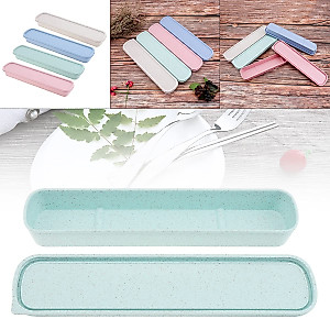 OriGlam 1pcs Portable Flatware Box Travel Tableware Storage Case Box, Utensil Case Flatware Storage Box for Cutlery Kit (Pink)