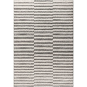 JONATHAN Y MOH204A-8 Lyla Offset Stripe Indoor Farmhouse Area-Rug Bohemian Minimalistic Striped Easy-Cleaning Bedroom Kitchen Living Room Non Shedding, 8 X 10, Grey