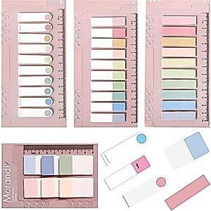 AIYUENCICI Index Tabs with Ruler, 4 Pack 660 Pieces Sticky Tab, Note Page Marker, Writable and Repositionable File Flags Morandi Pages Markers Book Labels for Reading Tab, Classify Files (Color A)