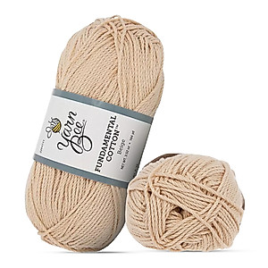 Yarn Bee 4 - Medium Yarn for Crocheting & Knitting – Soft Yarn Skein – 164 Yards of Mercerized Cotton Yarn for Crocheting Blankets, Hats, & More – Craft Supplies for Handcrafting, Beige