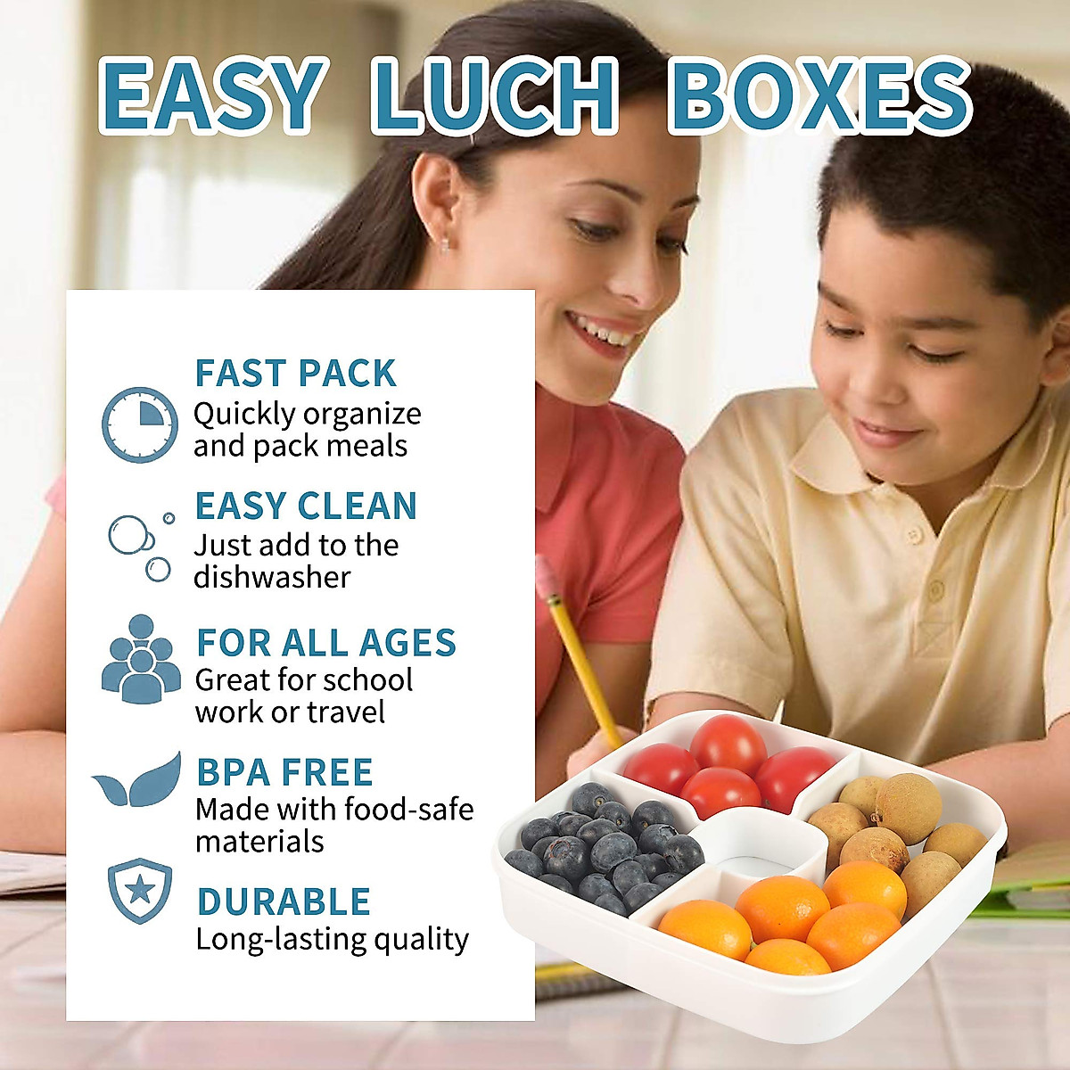 shopwithgreen 52 OZ to Go Salad Container Lunch Container, BPA-Free, 3-Compartment for Salad Toppings and Snacks, Salad Bowl with Dressing Container, Built-in Reusable spoon, Microwave Safe