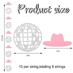 Peryiter 8 Pcs Cowgirl Bachelorette Party Decorations, Disco Ball Western Last Rode Party Hanging for Pink Party and Bridal Cowgirl Wedding Birthday Decor