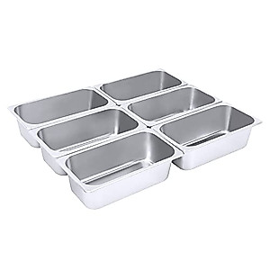 SYUNOYZBIN 6 Pack Hotel Pans Commercial Stainless Steel Pan 1/3 Size 4" Deep for a Catered Event Grocery Store Ice-Cream Shop Cafeterias