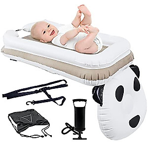AJEE Inflatable Toddler Airplane Travel Bed, Baby Airplane Bed with Manual Inflatable Pump, Fits Most Airplane Economy Seats, Unique Shape & Storable, Kids Airplane Travel Essentials