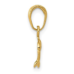 IceCarats 14K Yellow Gold Small Sea Dolphin Necklace Ocean Fish Pendant Summer Beach Nautical Charm 19mm x 11mm Only