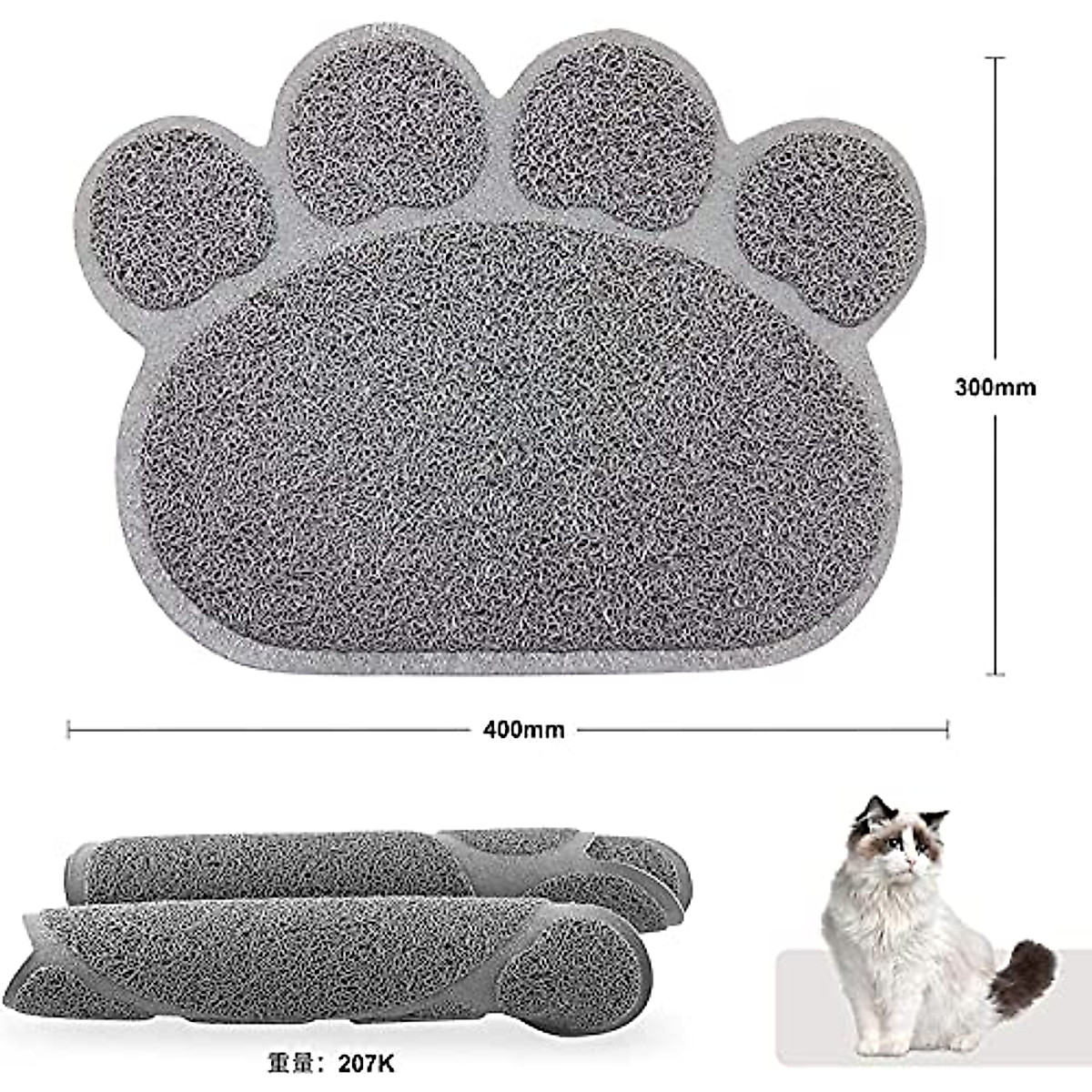 Cat Litter Mat, GOLDCHAMP Premium PVC Feeding Mat with Non-Slip & Waterproof Back Easy to Clean, for Small Size Pet 30 * 40cm 2PCS
