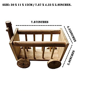 Shuoxpy Rabbit Hay Feeder Rack, Guinea Pig Wooden Carriage Hay Feeder, Chinchilla Alfalfa Timothy Hay Dispenser, Less Wasted Small Animals Hay Manger for Rabbits Guinea Pig Chinchilla