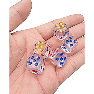 50 Pack 6 Sided Game Dice 16MM Acrylic Dice for Board Games and Teaching Math, 10 Colors