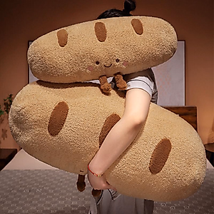 Baguette Bread Plush Throw Pillow,Cute bread Plush Long Body Pillow, Lumbar Baguette Back Cushion, Funny Food Plushies Stuffed Toy Sleeping Hugging Pillow for Girls (Long baguette, 47*3.9in)