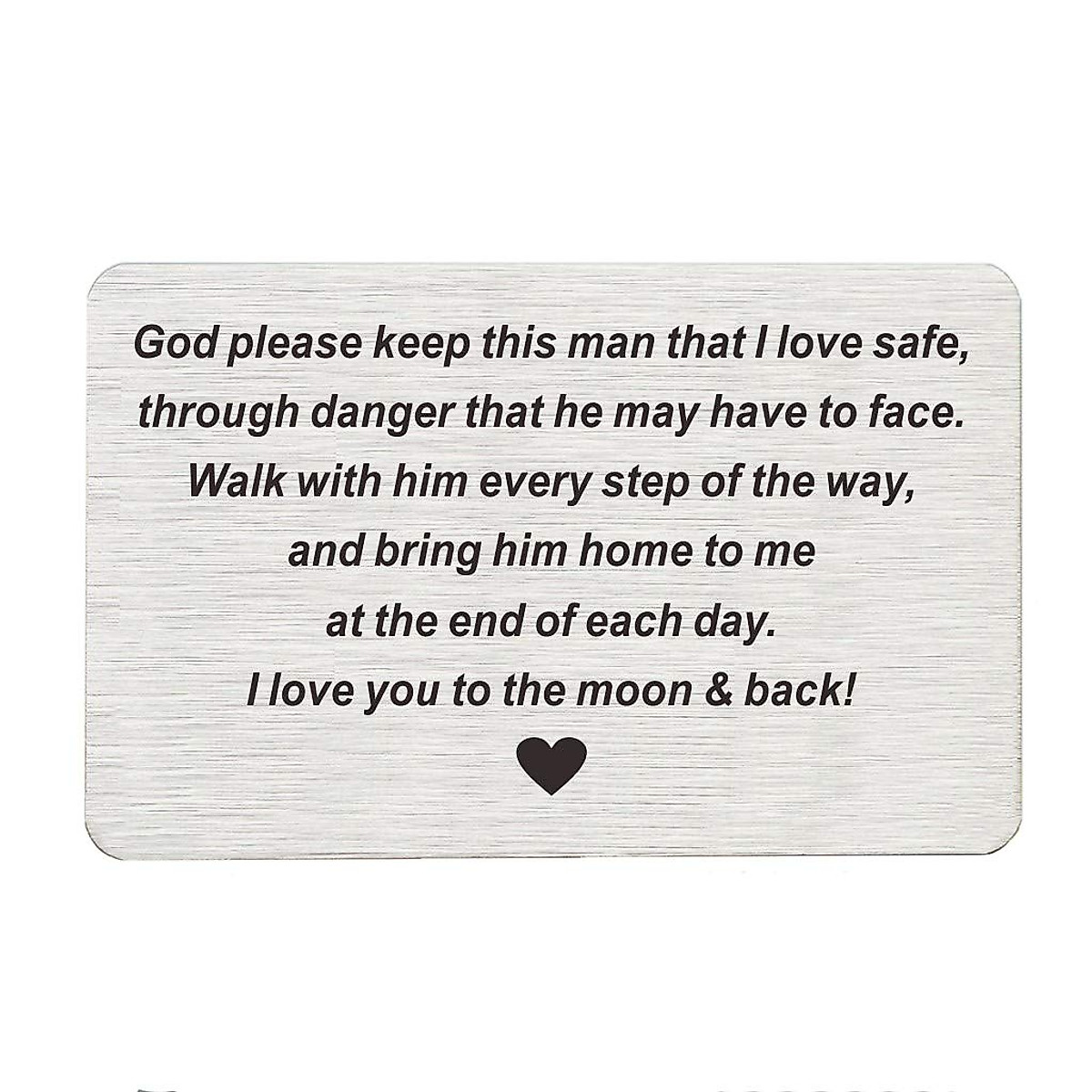 Birsppy Laser Engraved Metal Wallet Insert Card Love Note for Husband Boyfriend Fiance