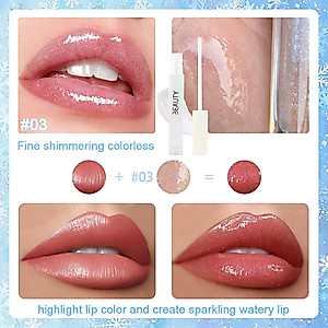 BINGBRUSH 3 Pcs Color Changing Lip Gloss Lip Oil Tinted, Peaches Plumping Magic Mood Lipstick Lip Glaze, High-Shine Clear Shimmer Lip Stain Lip Balm, Longlasting Lips Will Not Dry Out