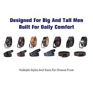 LABMGW Mens Leather Belt Big and Tall 68 & 72 Inch Brown