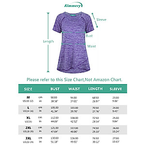 Kimmery Women's Moisture Wicking Shirt, Breathable Comfy Exercise Top, Short Sleeve Sports Wear, Blue XL