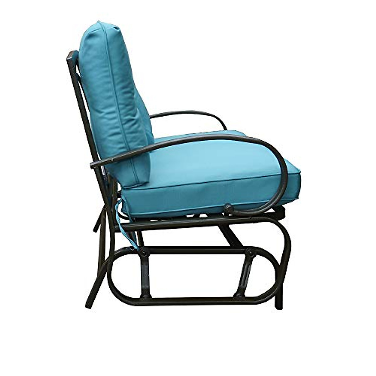 Kozyard Cozy Two Rocking Love Seats Glider Swing Bench/Rocker for Patio, Yard with Soft Cushion and Sturdy Frame (Blue)