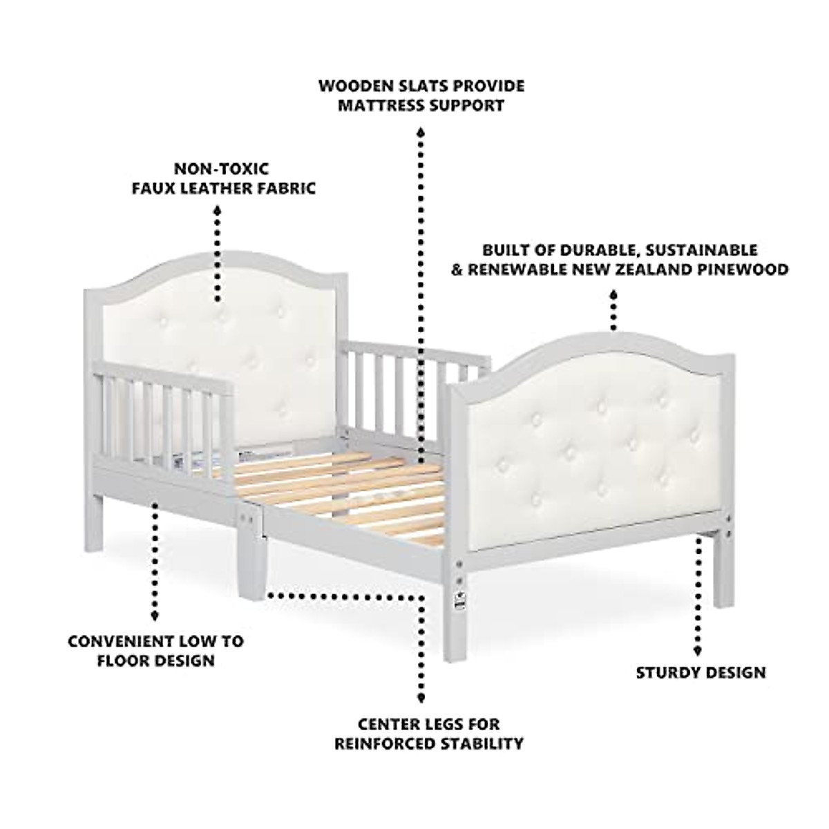 Dream On Me Zinnia Toddler Bed in Grey