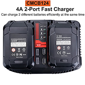 CMCB124 Dual Port V20 Battery Fast Charger Replacement for Craftsman 20V MAX V20 Battery Lithium CMCB202 CMCB201 CMCB209 CMCB205 CMCB100 CMCB102 CMCB101