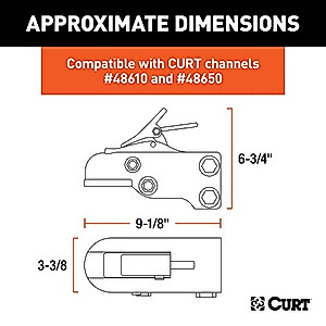 CURT 25328 Channel-Mount Adjustable Trailer Coupler, 2-5/16-Inch Hitch Ball, 15,000 lbs