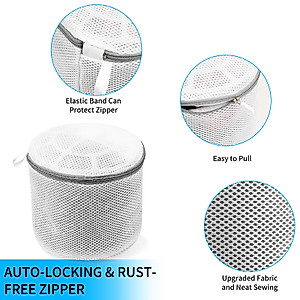 2 Pcs Premium Bra Lingerie Wash Bags, Durable Fine Mesh Laundry Bags Underwear Brassiere Washing Bags with Reinforced Zipper and Hanging Loop 6 x 7 Inches