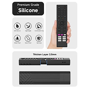 Silicone Hisense Remote Cover Compatible with Hisense Smart TV Remote ERF3C80H,2AVIGBR0001,25780-2AVIGBR0001,Skin-Friendly Case for A4H Series Android TV Remote Anti-Lost with Lanyard(Black)