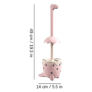 SAAKO Compact Toilet Bowl Brush Floor Standing Silicone Toilet Cleaner Brush Plastic Handle Toilet Brush Cute Animal Toilet Cleaner