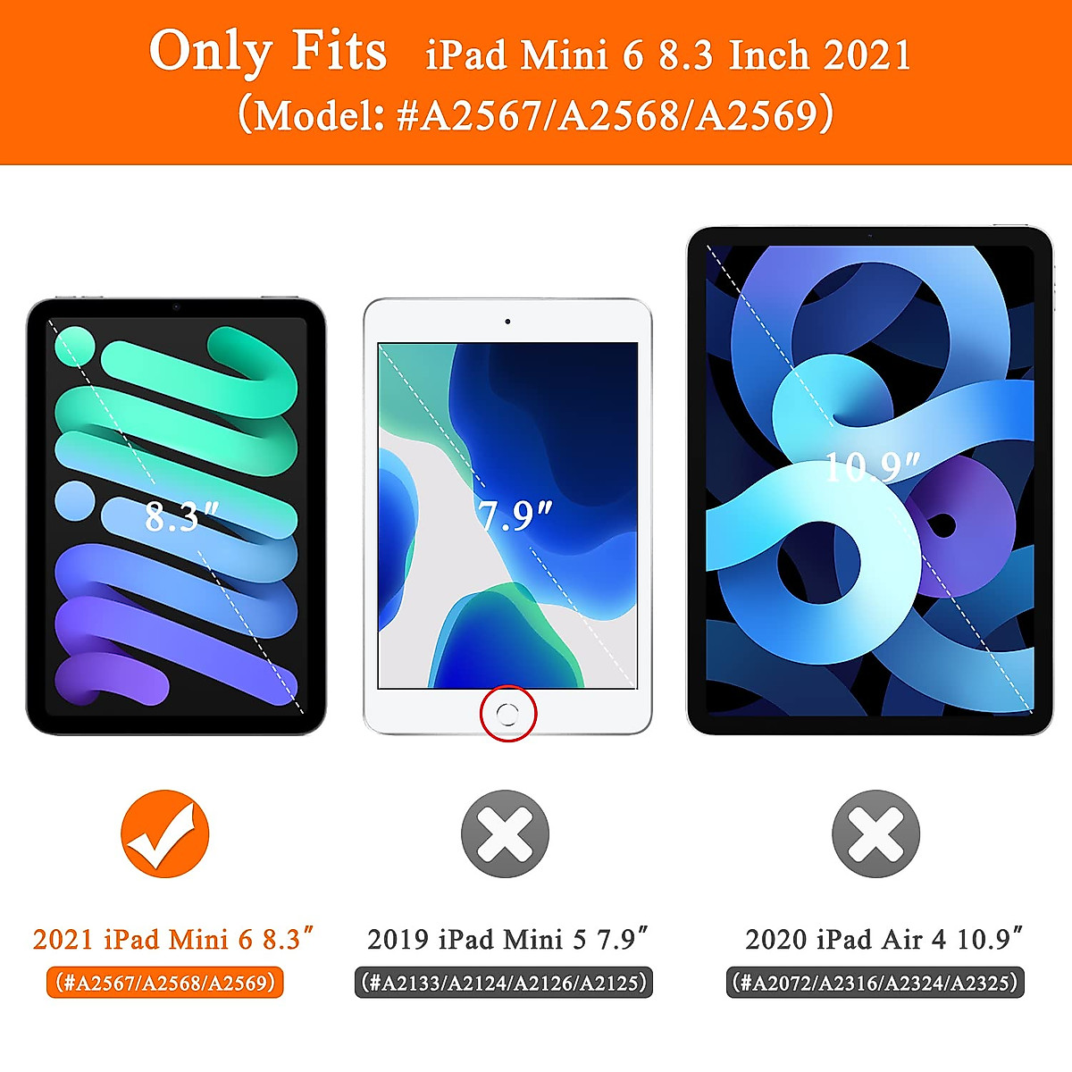 Soke for iPad Mini 6th Generation Case 2021 Released, with Built-in Screen Protector, Rugged Shockproof Full Protective Cover with Pencil Holder & Kickstand for Apple iPad Mini 6 8.3 Inch(Violet)