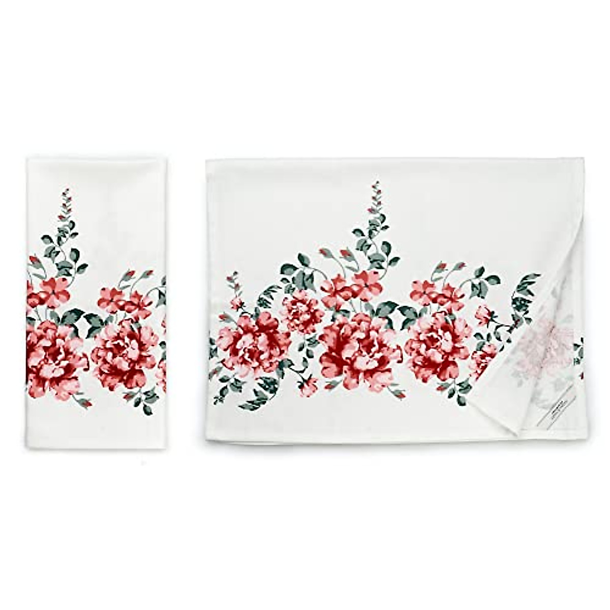 Perfect Present For Mothers, Ideal Mothers Kitchen Linen Set. Set Include Greeting Card, Bib Apron, Oven Mitt, Pot Holder, Kitchen Towel. Beautiful Flower Design, 100 Percent Cotton.