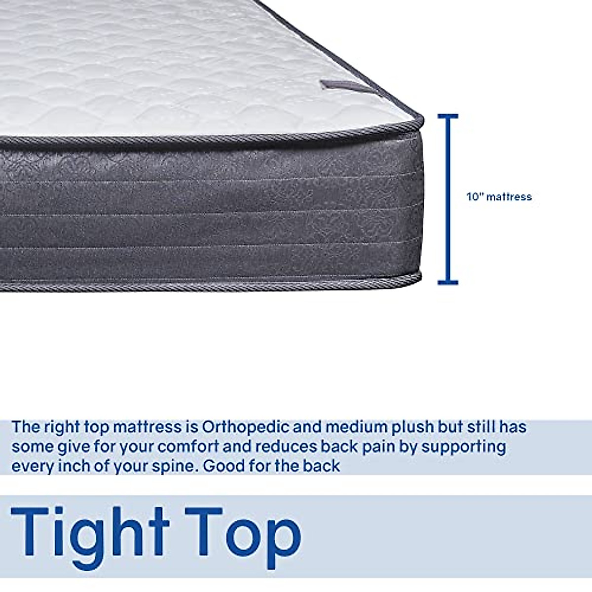 Nutan 10-Inch Medium plush Tight top Innerspring Fully Assembled Mattress, Good For The Back Full XL