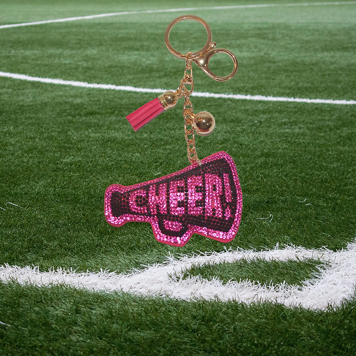 Hot Pink Cheer Keychains for Girls,Bling Cheerleader Backpack Keychain, Cheerleading Bag Charm