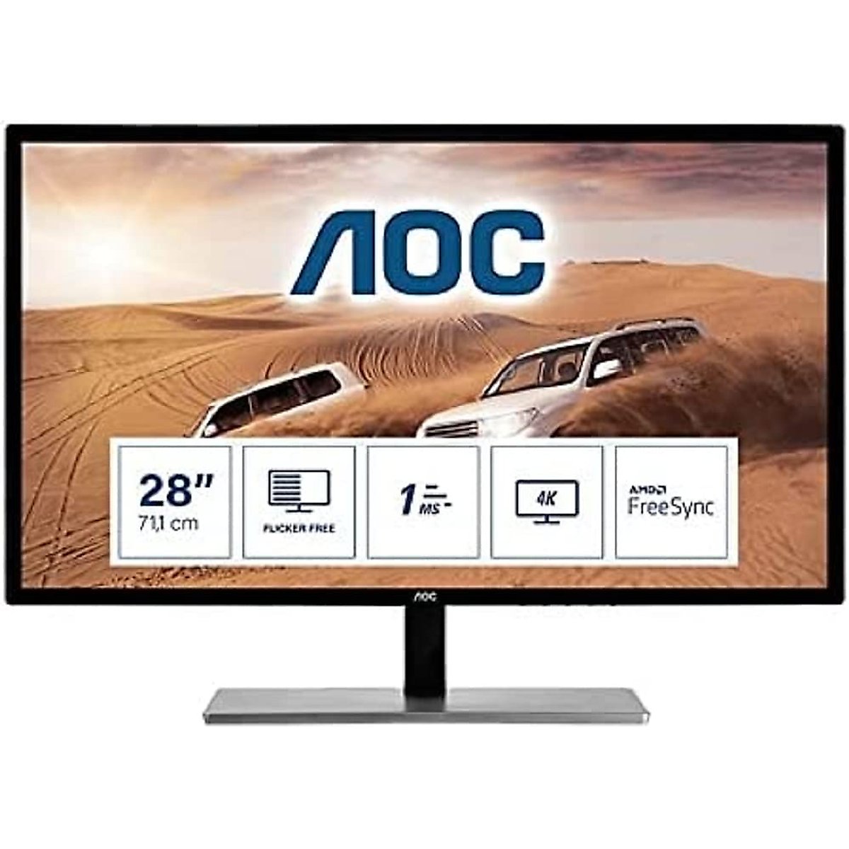AOC U2879VF 28”Class LED 4K Monitor 3840x2160, 300cd/m2, 10Bit Color, FreeSync, VGA, DVI, HDMI, DP
