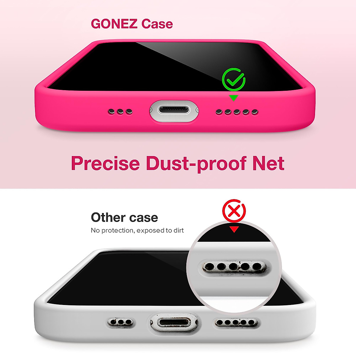 GONEZ Magnetic for iPhone 14 Pro Case, [Compatible with Magsafe] [2X Screen Protector + 2X Camera Lens Protector], Liquid Silicone Shockproof Protective Phone Case for iPhone 14 pro 6.1", Rose Red