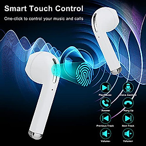 GOALSEN J-Series J05 HiFi Stereo Bluetooth Earbuds – Built-in 3 Sound Modes Touch Control Switch, HD Calls, Automatic Connection Dual Bluetooth Wireless Headphones Each Independent Use - White