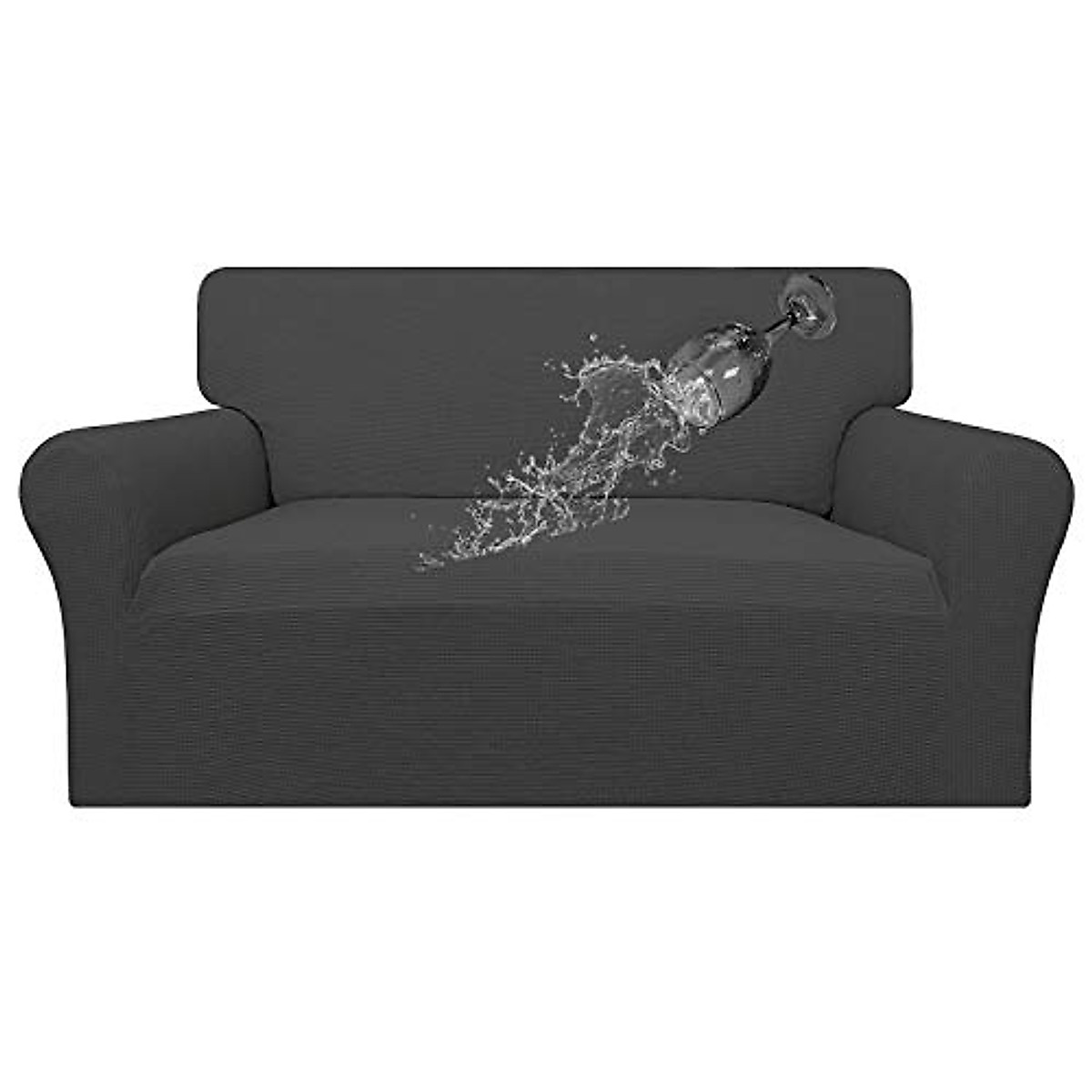 Easy-Going 100% Waterproof Oversized Loveseat Couch Cover, Dual Waterproof Sofa Cover, Stretch Jacquard Sofa Slipcover, Leakproof Furniture Protector for Kids, Pets, Dog and Cat, Dark Gray