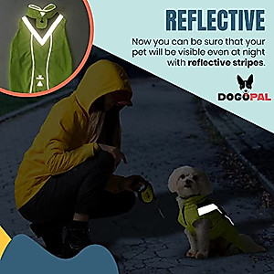 DOGOPAL Dog Raincoat - Reflective Dog Rain Jacket Waterproof for Small Medium and Large Dogs - Dog Raincoats with Leash Hole (Yellow, L)