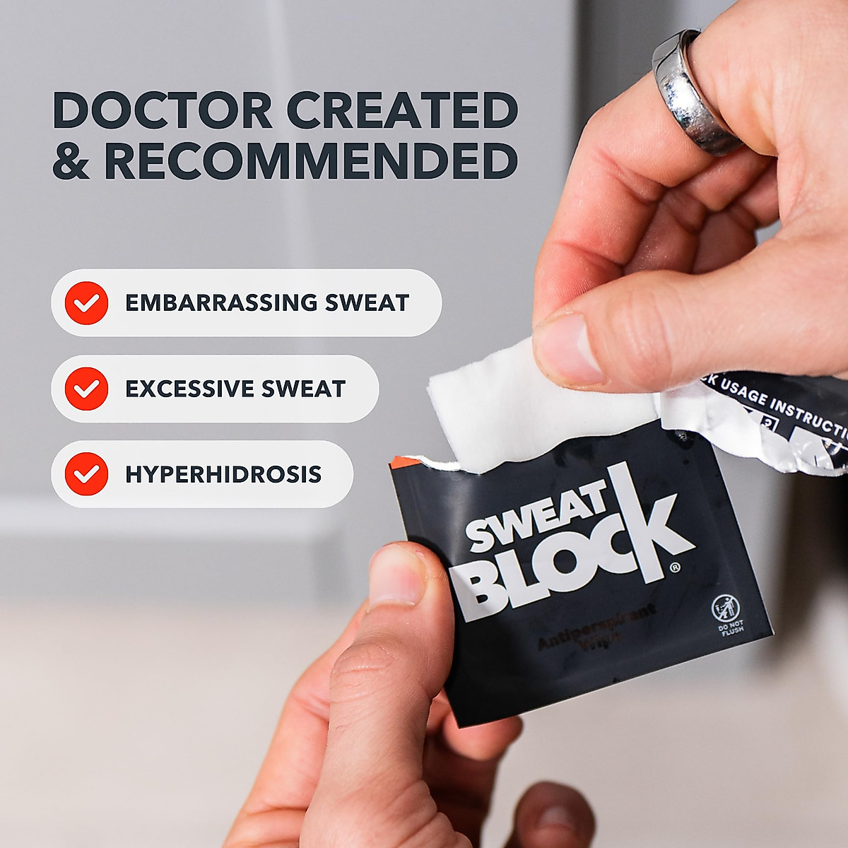 SweatBlock Max Clinical Antiperspirant for Men & Women | Armpit Anti Sweat Wipes for Excessive Sweating | Block Sweat for up to 7 days | 10 Wipes