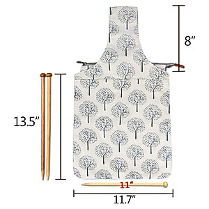 Teamoy Knitting Bag, Canvas Yarn Tote Project Bag for Knitting Needles, Yarn and Crochet Supplies, Perfect Size for Knitting on The Go, Tree