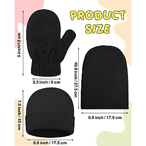 4 Sets Toddler Boys Hat and Glove Kids Winter Beanies with Gloves Warm Knitted Baby Beanie Hats Set Cuffed Skull Cap for Boys Girls