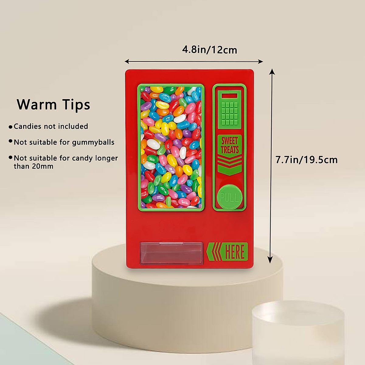 YOBRO Candy Dispenser, Cute Vending Machine for Desktop, Manual Candy Machine, Dispense Mini Candies, Birthday&Christmas Gift for Girls, Gift for Friends Girlfriends (Red)
