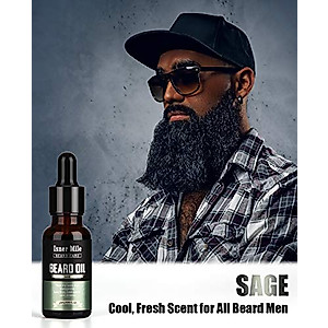 4 Pack Beard Oil Set Leave in Conditioner, Cedarwood, Sandalwood, Sage, Sweet Orange for Men Mustaches Growth, Soften, Moisturizing, Strength, Stocking Stuffers Gifts for Him Man Dad Father Boyfriend