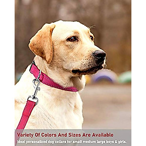 Reflective Dog Collar with Buckle Adjustable Safety Nylon Collars for Small Medium Large Dogs, Hotpink S