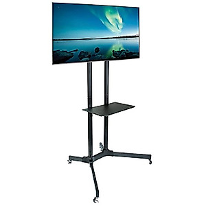 Husky Mounts Mobile TV Stand with Wheels Heavy Duty Universal Rolling TV Cart Fits Most 32” – 70” LED LCD TVs with Shelf and Mount Max Load 132 LBS Load Capacity TV Trolley